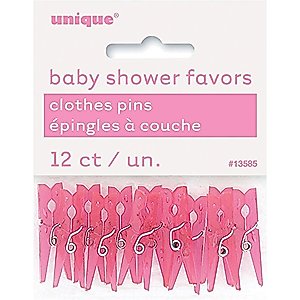 Unique Mini Plastic Clothespin Favors, 1.25", Pink
