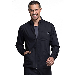 Cherokee Men warm up Scrub Jacket with Zip Front WW320, XL, Black