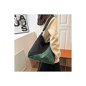 Ulisty Women Large Capacity Corduroy Tote Bag Casual Messenger Bag Hobo Bag Crossbody Bag Shoulder Bag Handbag black