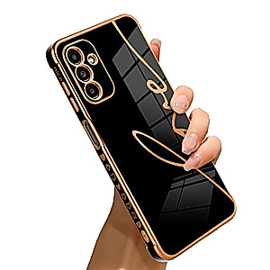 Bonoma Compatible with Samsung Galaxy A13 5G Case Love Letter Graphic Plating Luxury Elegant Case Camera Protector Soft TPU Four Corner Cushion Back Cover Galaxy A13 5G Case -Black