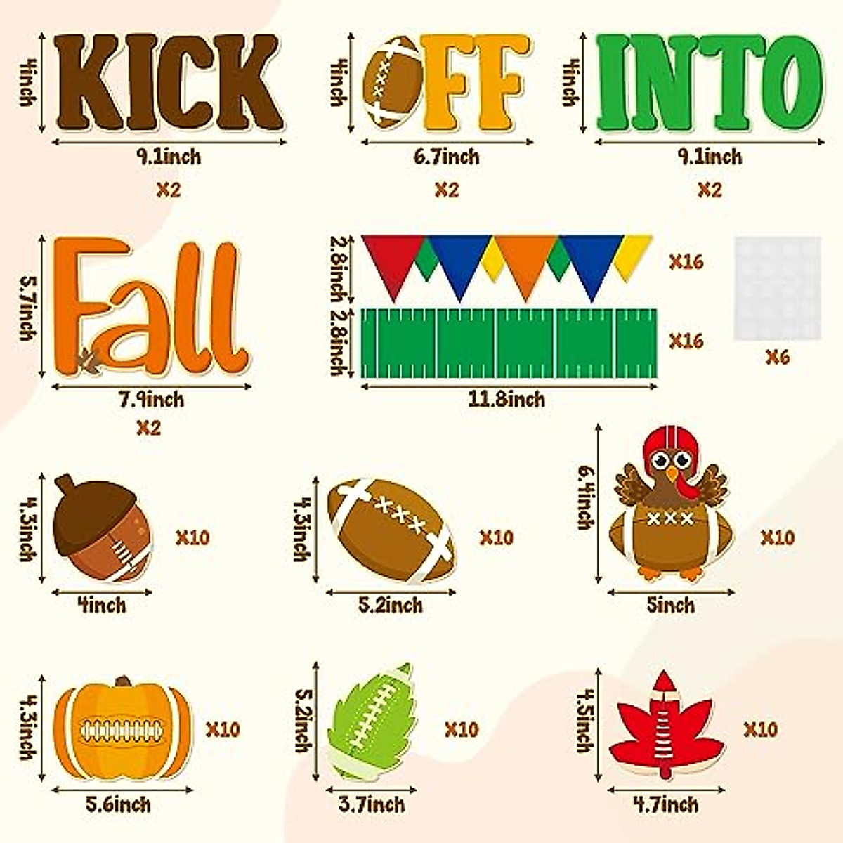 X1zuue 100Pcs Fall Football Cutouts for Decor