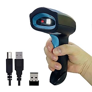 Wireless Bluetooth Barcode Scanner Automatic 2D QR Code Scanner Wireless for POS System, 1D PDF417 Screen Scanning Barcode Reader for Warehouse Inventory,Supermarket,Retail Shop