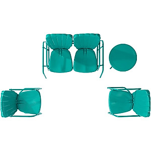 Crosley Furniture Ridgeland 4-Piece Retro Metal Outdoor Loveseat Glider Patio Furniture Set for Porch, Deck, Turquoise Gloss