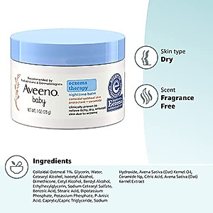 Aveeno Baby Eczema Therapy Nighttime Balm with Colloidal Oatmeal, Travel Size, 1 oz