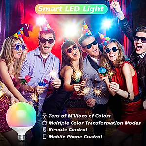 Color Changing LED Light Bulb, Bluetooth Light Bulbs 15W Equivalent 150W, Dimmable Light Bulbs E26 Compatible Mobile APP & Remote Controller, With Tens of Millions of Colors And Multiple Dynamic Modes