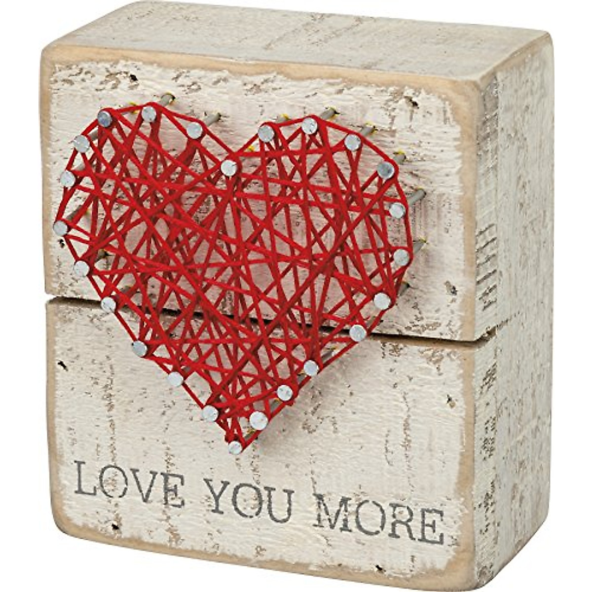Primitives by Kathy 34248 Rustic White String Art Box Sign, 3.5" x 4", Love You More
