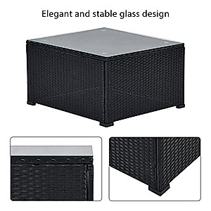 Patio Wicker Set,6-Piece Outdoor Furniture Set with PE Rattan Wicker, Patio Garden Sectional Sofa Chair with Removable Cushions for Porch, Beach (/Black Wicker+ Beige Cushion)