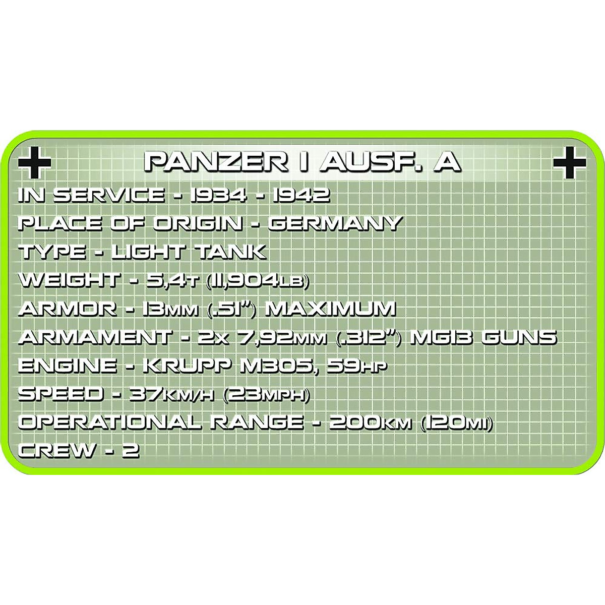 COBI 2534 Panzer I Ausf.A Building Blocks, Grey, Multicolor