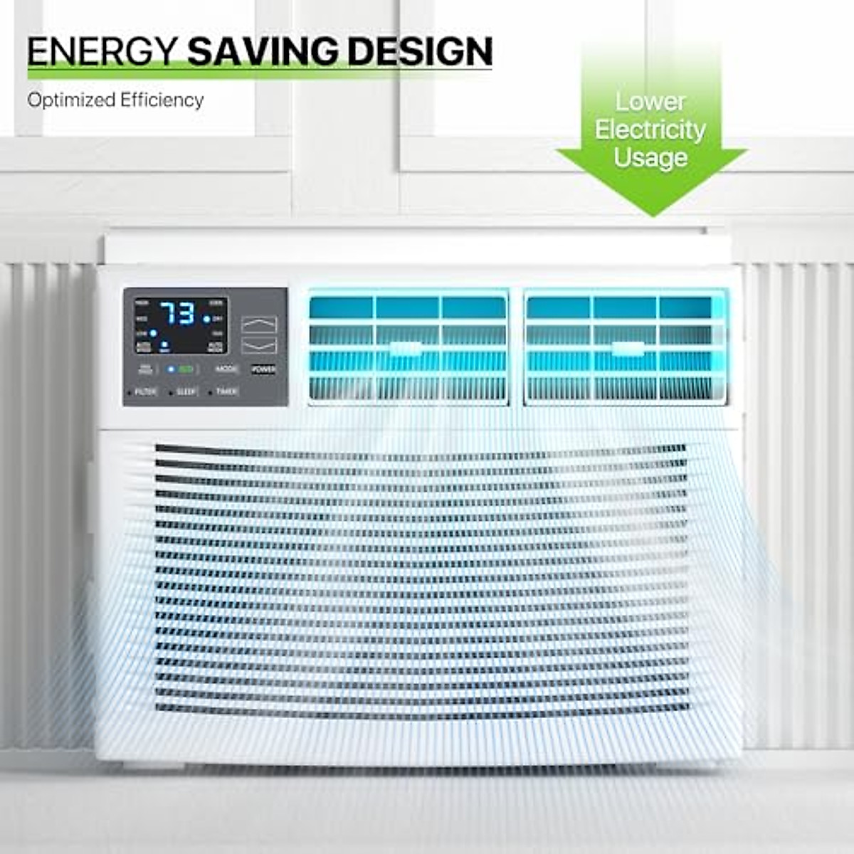 Magshion 8000 BTU Window Air Conditioner with Remote & App Control, 6 Modes – Cool, Dry, Auto-Restart, Fan, Sleep, Cools Rooms up to 350 Sq. Ft., Quiet AC Unit with Easy Install Kit