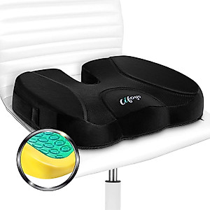 Gel Seat Cushion for Office Chair - Memory Foam Chair Cushion - Car Seat Cushion for Drving - Cushion Pillow for Long Sitting - Butt Pillow for Desk Chair, Computer Chair, Gaming Chair, Wheelchair