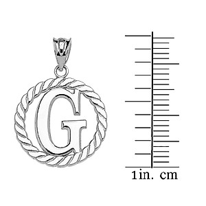 High Polish 10k White Gold Roped Circle "G" Initial Charm Pendant