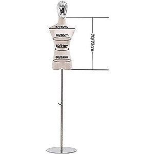 Tailors Dummy Female Mannequin Body with Plating Face and Round Base| for Dress Form Display Stand Dressmakers Dummy