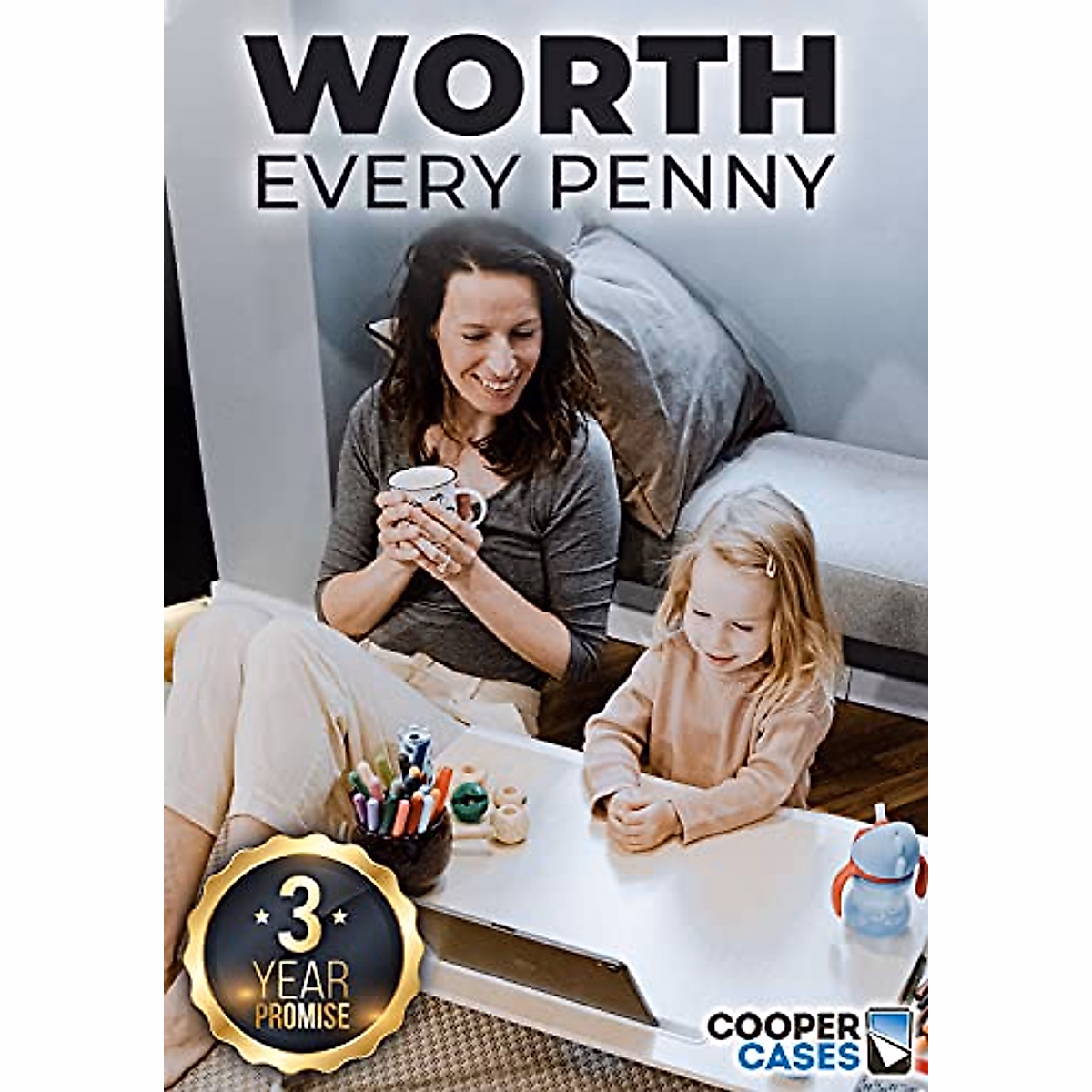 Cooper Mega Table Plus - Premium XXL Extra Large Lap Desk w/Book Stand | Multifunctional Folding Laptop Stand for Bed, Laptop Desk for Bed, Laptop Bed Stand, Laptop Bed Tray, Floor Desk (Black Onyx)