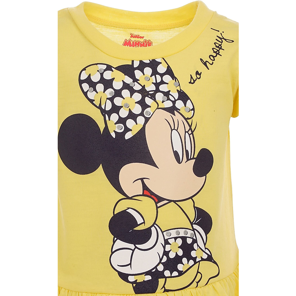 Disney Minnie Mouse Infant Baby Girls T-Shirt and Bike Shorts Outfit Set Floral Lemon Drop 18 Months