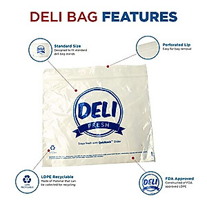 Jaccard Freshly Sliced Deli Bags with Press to Closure (1000 Count), 10" x 8" x 1.25 mm