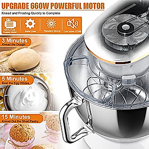 Stand Mixer, 8.5Qt Tilt-Head Food Mixer 660W 6+P Speed Kitchen Mixers Cwiim, with Dough Hook, Flat Beater, Whisk, Splash Guard, for Baking Bread Cake Cookie Pizza Salad Egg (White)