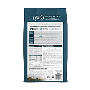 NutriSource Adult Dry Dog Food, Small Bites, Chicken and Rice, 12LB