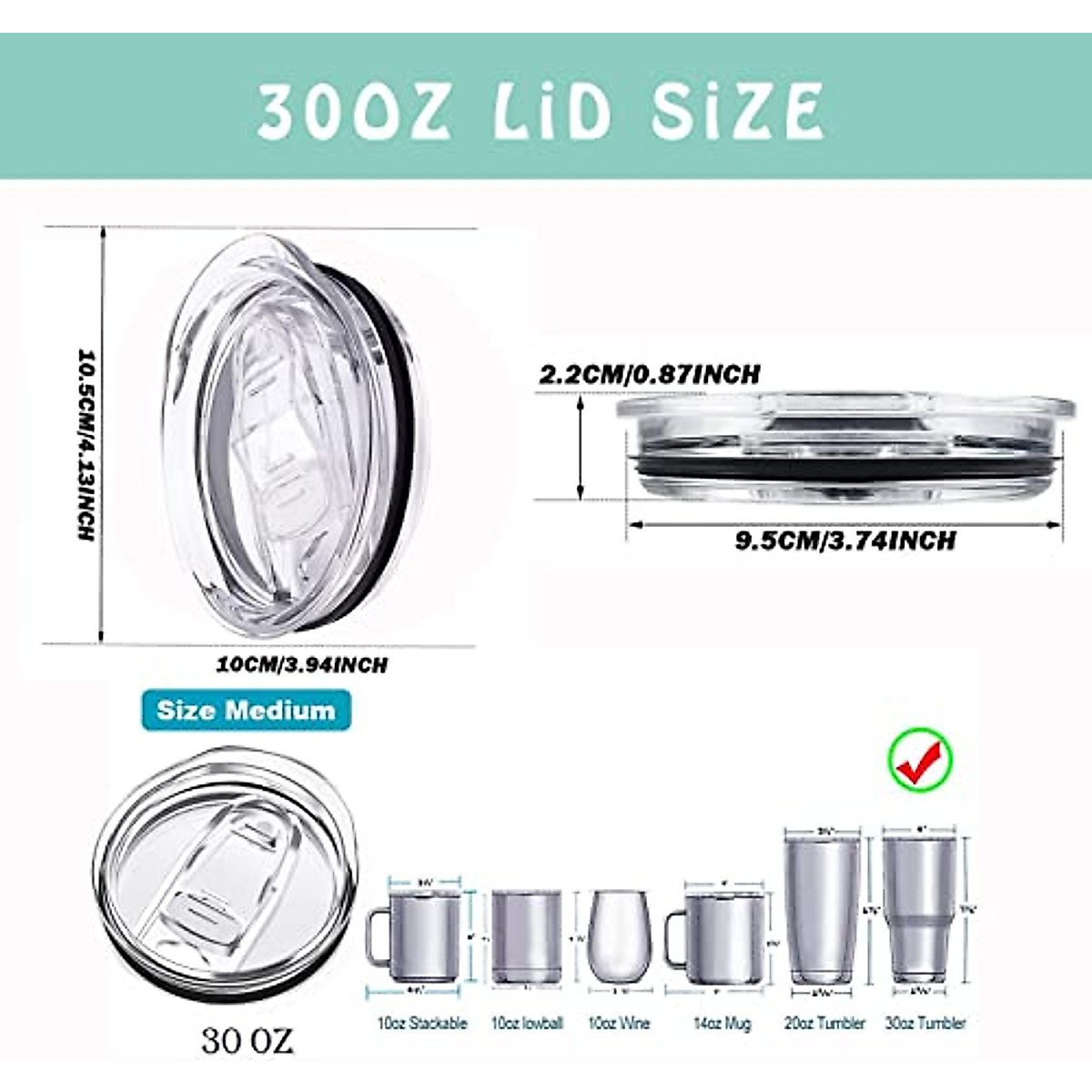 Compatible with Yeti Lids 30 oz Replacement Lid, Ozark Trail, Old Style Rtic and More Splash Resistant Lids Spill Proof Tumbler Lid Clear Cup Silicone Sliding Covers BPA Free(30OZ 3 Pack)