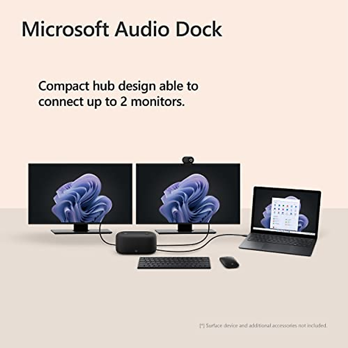 Microsoft Audio Dock - Teams Certified, USB-C Dock, HDMI 2.0, USB-A, USB-C x 2 Ports, Pass-Through Charging, Audio Speaker Phone, Works with Teams, Zoom, and Google Meet apps