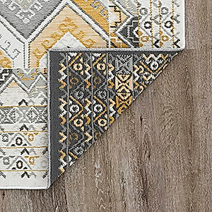 Double Sided, Water Resistant Indoor Outdoor Rug 8x10 | Outdoor Rugs for Patio, Deck, Porch, Entryway | Fade Resistant Outside Area Rug | 7'11'' x 10'3'' Cream | Floral, Tropical or Geometric