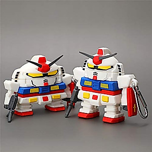 LUCKESSA Creative Cool Hero White Robot Soldier Character Earphone Case for AirPods Pro, Transformer Robot Soft Silicone Strong Protection Wireless Charging Earbud Cover Protective Skin