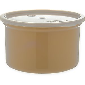 Carlisle FoodService Products Classic Round Storage Container Crock with Lid for Kitchen, Restaurants, Home, Plastic, 1.5 Quarts, Beige
