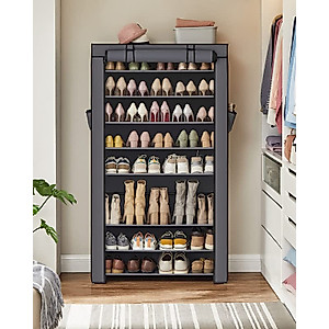 SONGMICS Shoe Rack, 9 Tier Shoe Organizer with Nonwoven Fabric Cover, Shoe Storage Shelf for 40-50 Pairs of Shoes, Entryway, Suitable for Sneakers, High Heels, Flats, and Boots, Grey URXJ36G