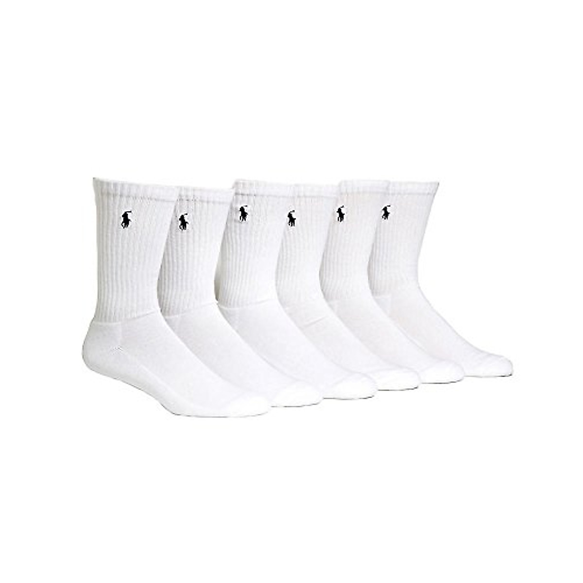 Ralph Lauren Crew Sport Socks 6-Pack, Size 10-13 Fits Shoe Size 6-12.5, White