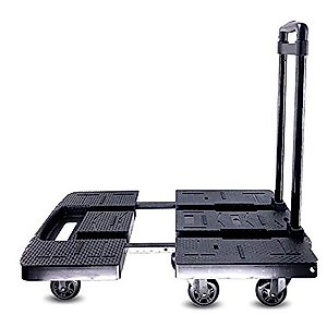 Teerwere Portable Folding Handcart Trolley Portable Luggage Cart Tablet Trolley Handling Helper Universal Wheel Small Pull Cart Multi Function Folding Handcart (Color : Black, Size : 70.5x40x100cm)