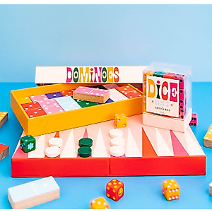 ban.do Game Night! 2-in-1 Checkers and Backgammon Board, Checkers Board Game and Backgammon Set for Adults Includes Duo Board, 30 Checkers, 2 Dice, Pink/Red