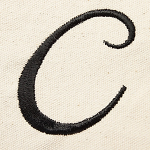 DALIX Monogram Bag Personalized Totes For Women Open Top Black Letter C