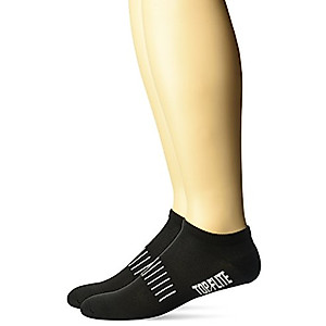 Top Flite Men's Sport Low Cut Socks with Cushioned Heel/Toe 2 Pack, Black, Large
