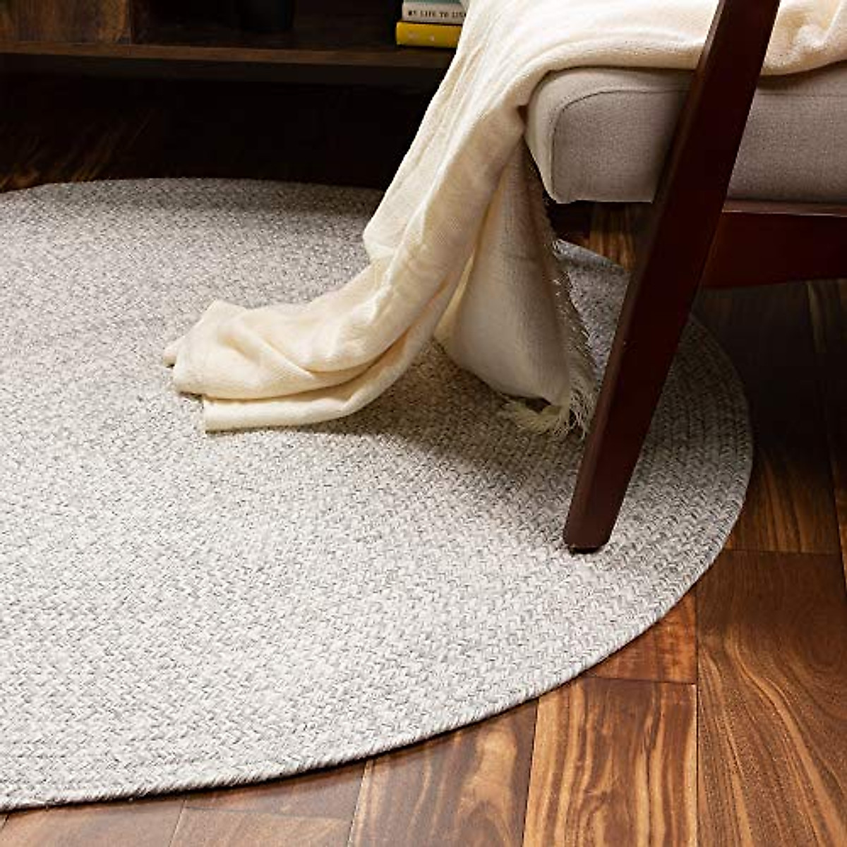 Super Area Rugs Farmhouse Braided Rug Cotton Kitchen Reversible Carpet, Gray & White, 6' Round