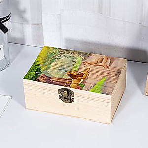 Unfinished Wood Box, Dedoot 4 Pack 5.9x2.93x2.55 Inches Small Wood Craft Box with Locking Clasp Rectangle Wood Gift Box Organizer for Jewelry Artist Tool and Brush Storage Box