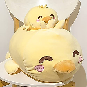 ARELUX 23.6in Duck Plush Pillow Stuffed Animal Snuggly Pillow Cute Plush Toy Snuggle Buddy Duck Plushie Kawaii Soft Hugging Pillow for Kids Boys Girls