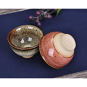 VanEnjoy 6 Sets Colorful Tea Cups - Kiln Transformation Chinese Handmake Jianzhan