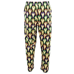 Unique Baby Adult Halloween Colored Ghosts Pajama Pants (3X-, Black)