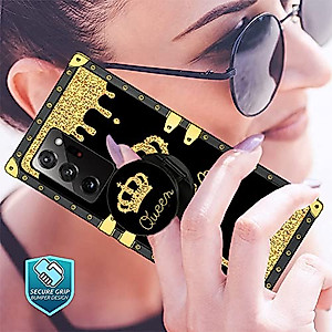 LSL Compatible with Samsung Galaxy Note 20 Ultra 5G Square Phone Case, Queen Golden Crown Luxury TPU Plating Corner Shockproof Protection Cover for Women Girls, for Samsung Galaxy Note 20 Ultra 5G