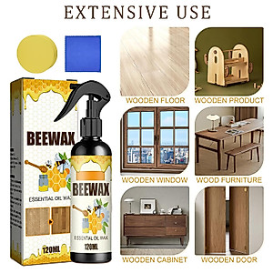 NUOKOU 2PCS Natural Beeswax Spray, Beeswax Spray Cleaner, Beeswax Furniture Polish, The Original Beeswax Spray, Wood Seasoning Beewax For Furniture Floor, for Furniture, Floor, Tables, Cabinets
