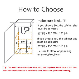 MYOYAY 40L Pull Out Dual Trash Can 2 x 21 Quart (42 Qt) Under Cabinet Double Recycling Trash Can with Lid Kitchen Waste Bin Container Sliding Out Under Counter Garbage Can, 40 Liters