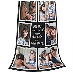 Mothers Day Blanket Gifts for Mom Custom Blankets with Photos Personalized Throw Blankets with Picture for Mother, Customized Blanket Best Mom Ever Family Women Gifts for Mom Birthday 6 Photo Collage