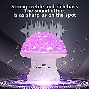 Mushroom Projector Light Lamp, Colorful Lights Stars Night Light Projector with Remote Control & Bluetooth Speaker, Bluetooth 5.0 Compatible with TFCard & USB Flash Drive (White)