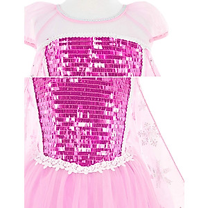 Party Chili Pink Princess Dress Costumes Birthday Dress Up for Little Girls with Crown,Mace,Gloves Accessories