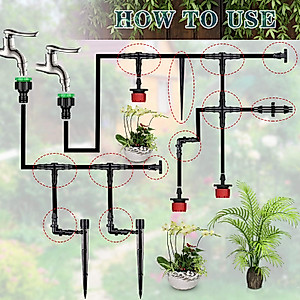 Irrigation Fittings Kit Drip Irrigation Connectors Include 80 Straight Barbs 60 Tees 20 Elbow 20 End Plug 20 4-Way Coupling and 100 Irrigation Support Stakes Hose Holder for 1/4 Inch Tubing 300 Piece