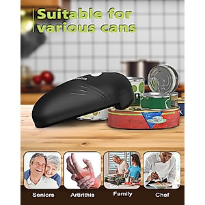 COOBIIYA Powerful Electric Can Opener, Rechargeable Can Opener Cordless for Seniors for Kitchen- Automatic Stop One Touch Can Electric Opener with Smooth Edge (Black)