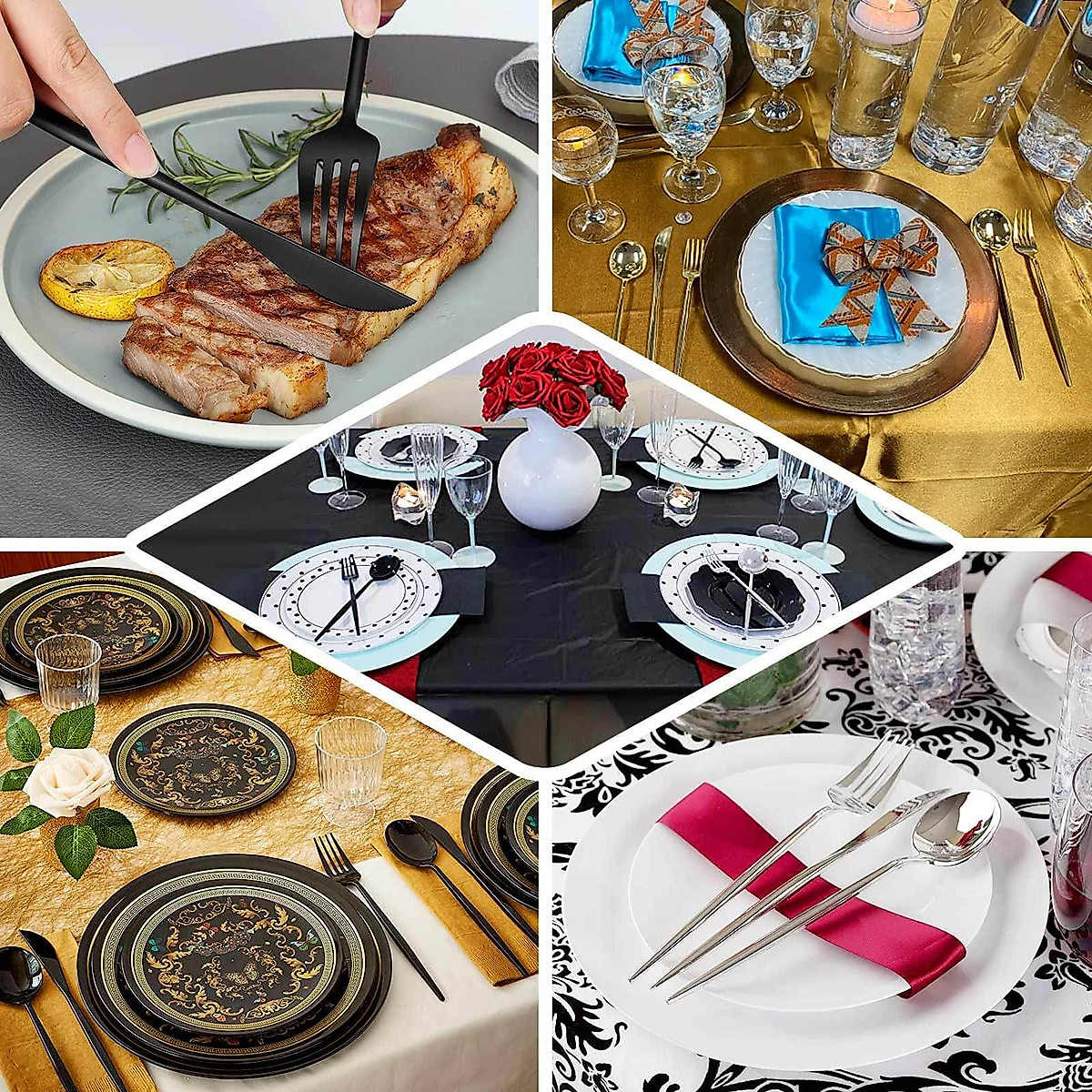 Efavormart 24 Pack | Gold Sleek Modern Flatware Set, Premium Plastic Silverware Cutlery Set - 8"