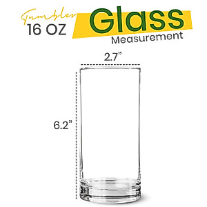 KICHLY 8 Pack Premium Quality Clear Plastic Tumblers - Each 16 Ounce Drinking Glasses - Reusable & BPA-Free Plastic Drinking Cups For Water, Juice & Other Drinks