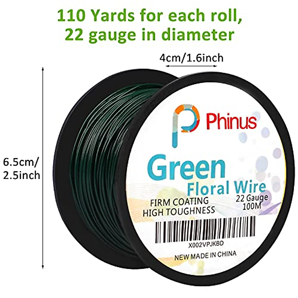 Floral Wire, 110 Yards 22 Gauge Green Florist Wire, Flexible Green Wire Paddle Wire for Crafts, Christmas Wreaths Tree, Garland and Floral Flower Arrangements