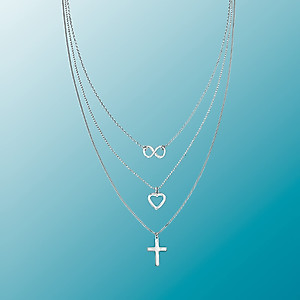 Ross-Simons Italian Sterling Silver Multi-Symbol Layered Necklace. 16 inches