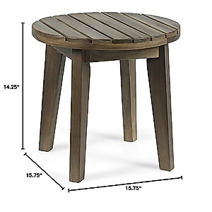 Christopher Knight Home Parker Outdoor 16" Acacia Wood Side Table, Gray Finish